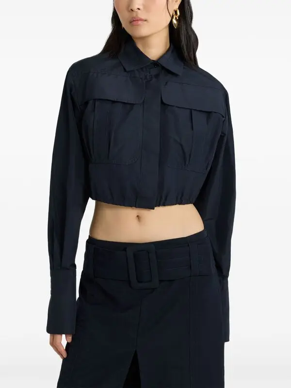PATOU Cropped Faille Safari Shirt - Blue