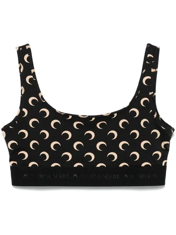 MARINE SERRE Moon Jersey Sport Bra - Black