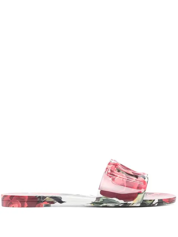 Dolce & Gabbana Floral-print Slides - Pink