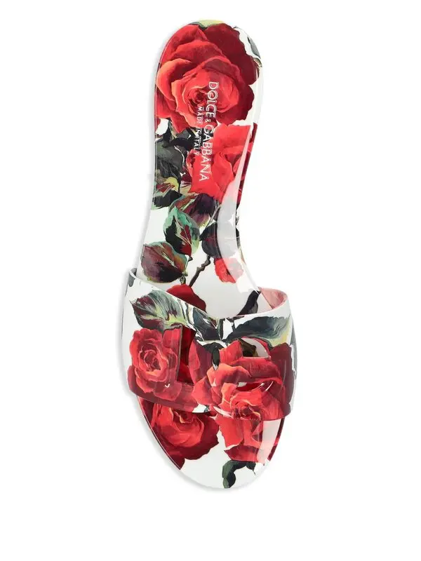 Dolce & Gabbana Floral-print Slides - Pink
