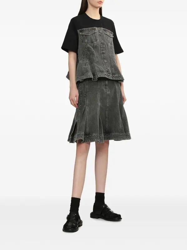 3.1 Phillip Lim Belted Denim Flared Skirt