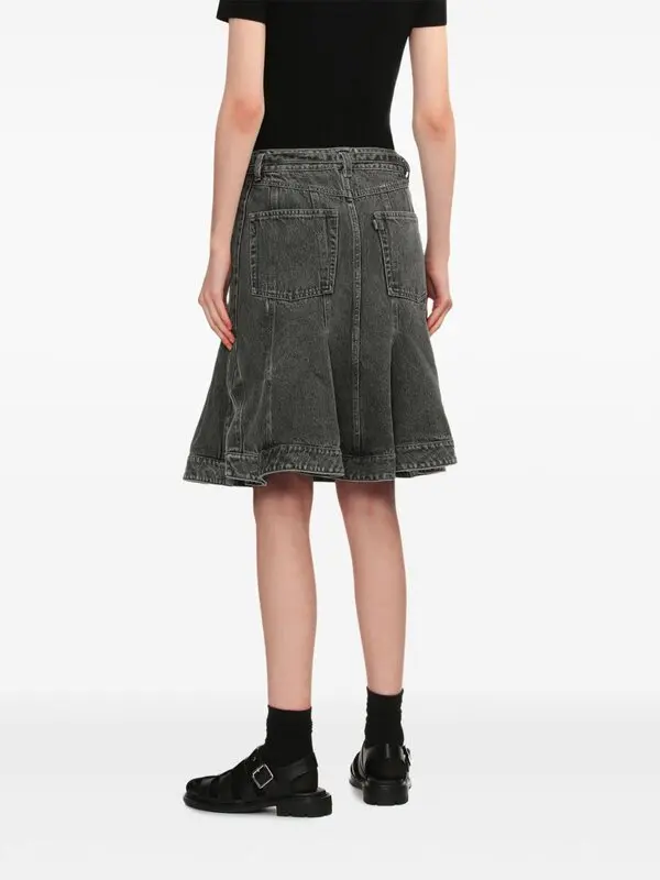 3.1 Phillip Lim Belted Denim Flared Skirt