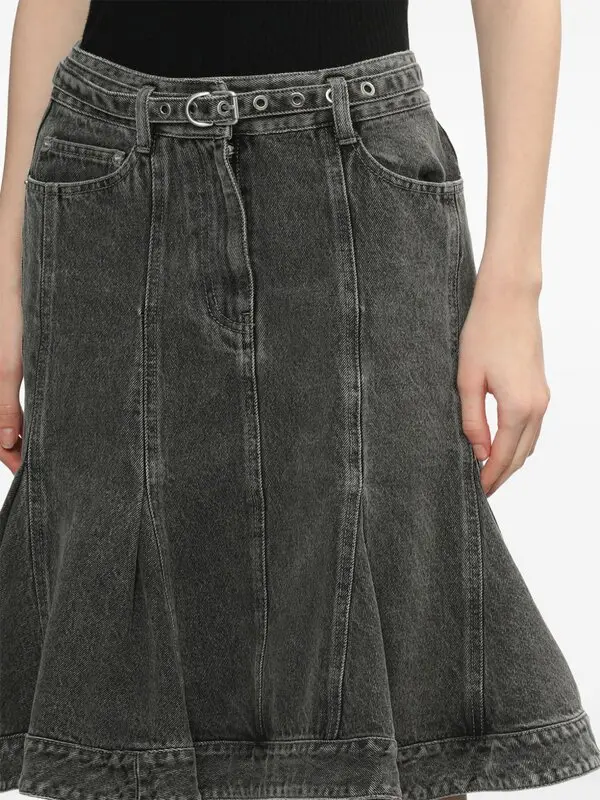 3.1 Phillip Lim Belted Denim Flared Skirt