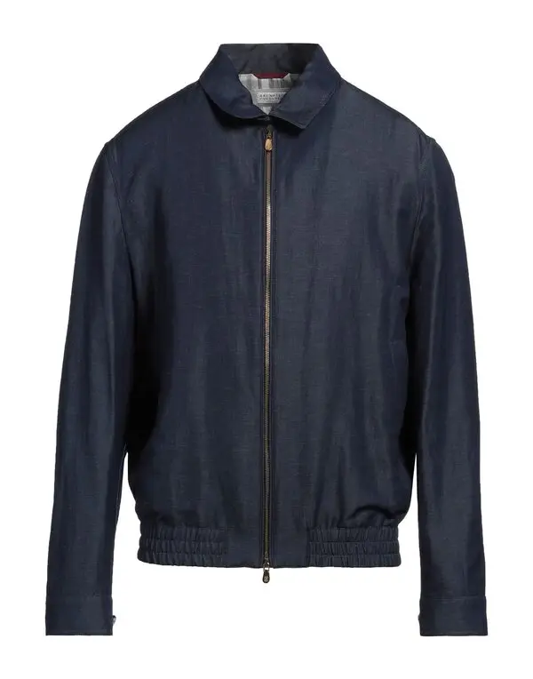 Brunello Cucinelli Wool And Linen Harrington Jacket - Blue