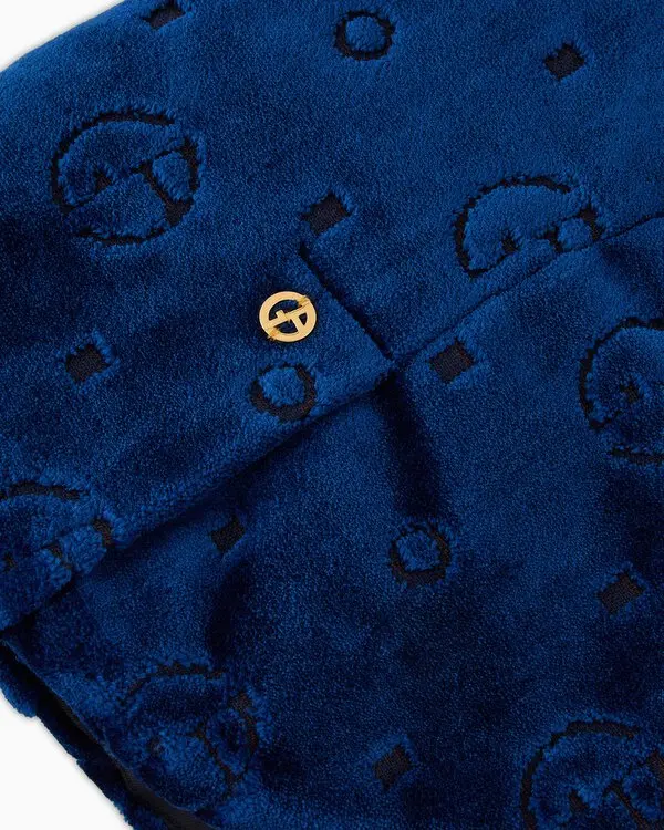 Giorgio Armani Poldo X Coat In Monogram Jacquard Velvet - Blue