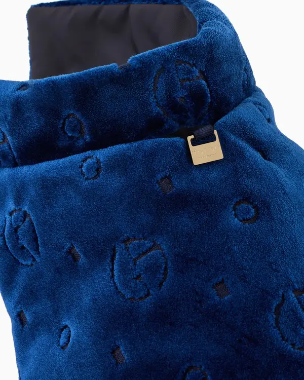 Giorgio Armani Poldo X Coat In Monogram Jacquard Velvet - Blue