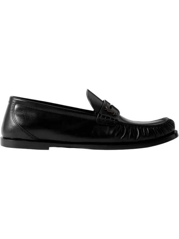 Saint Laurent Glossed-leather Loafers - Black