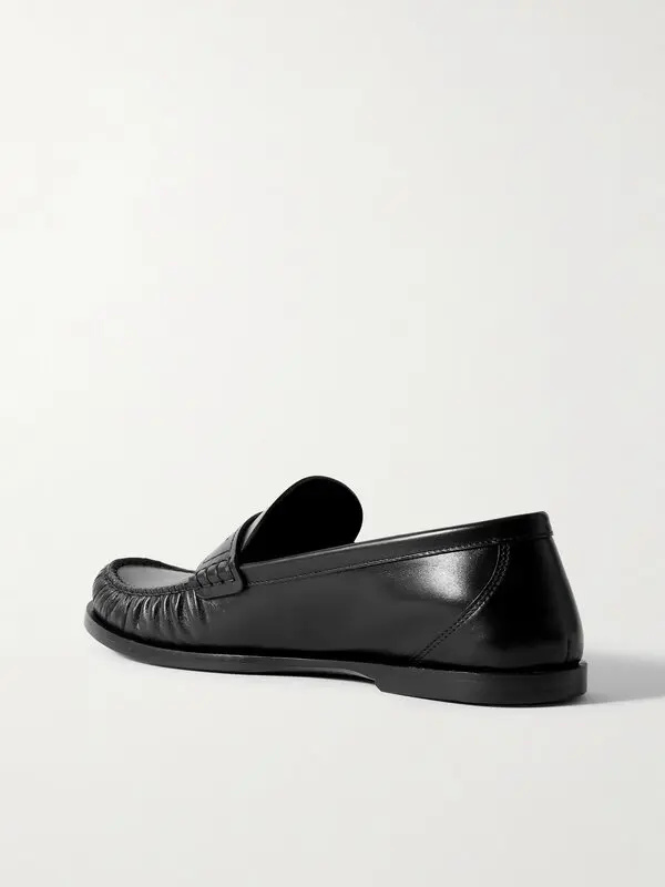 Saint Laurent Glossed-leather Loafers - Black