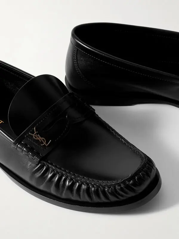 Saint Laurent Glossed-leather Loafers - Black