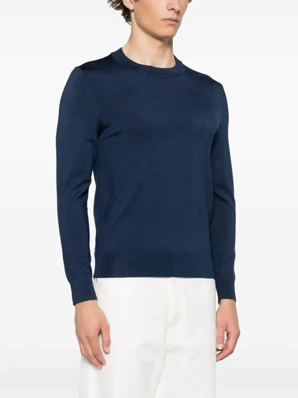 Sandro Fine Knit Round Neck Sweater - Blue