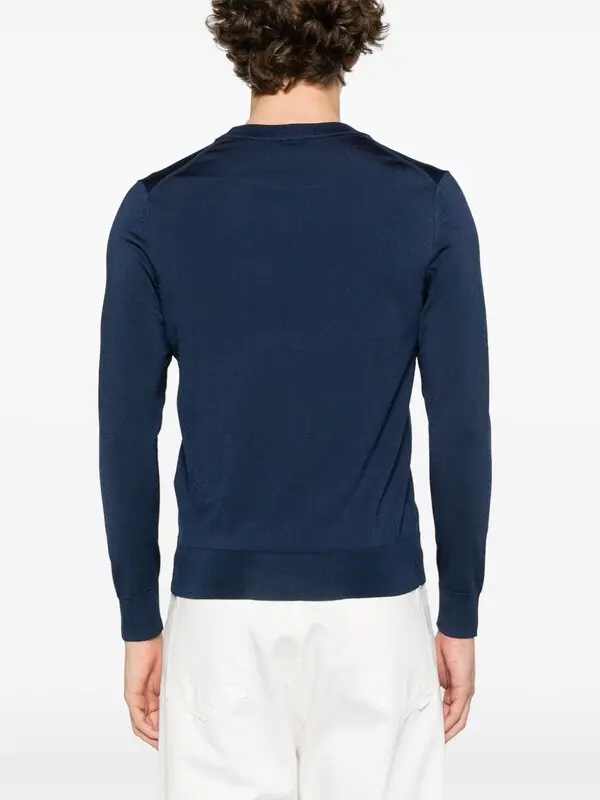 Sandro Fine Knit Round Neck Sweater - Blue