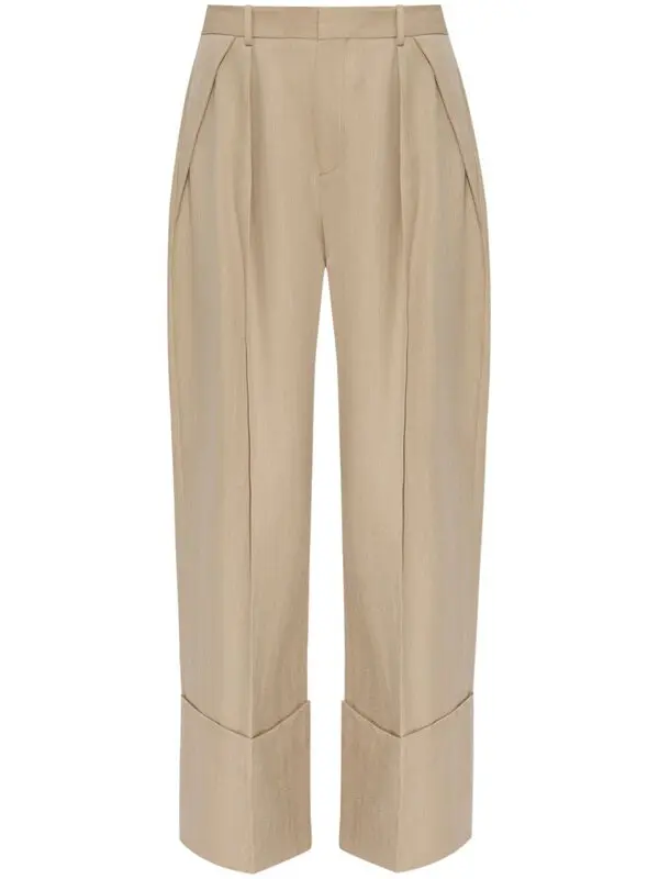 Victoria Beckham Maxi Turn-up Trousers - Neutrals
