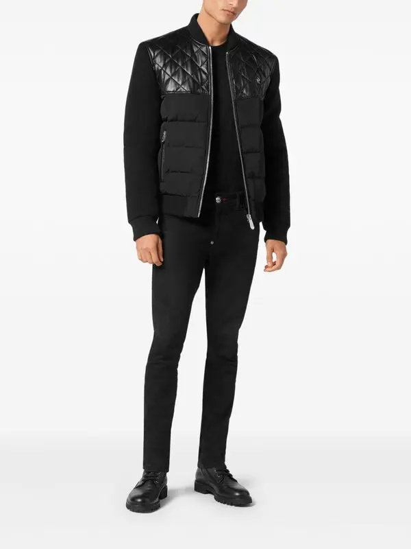 Philipp Plein Leather Bomber Jacket