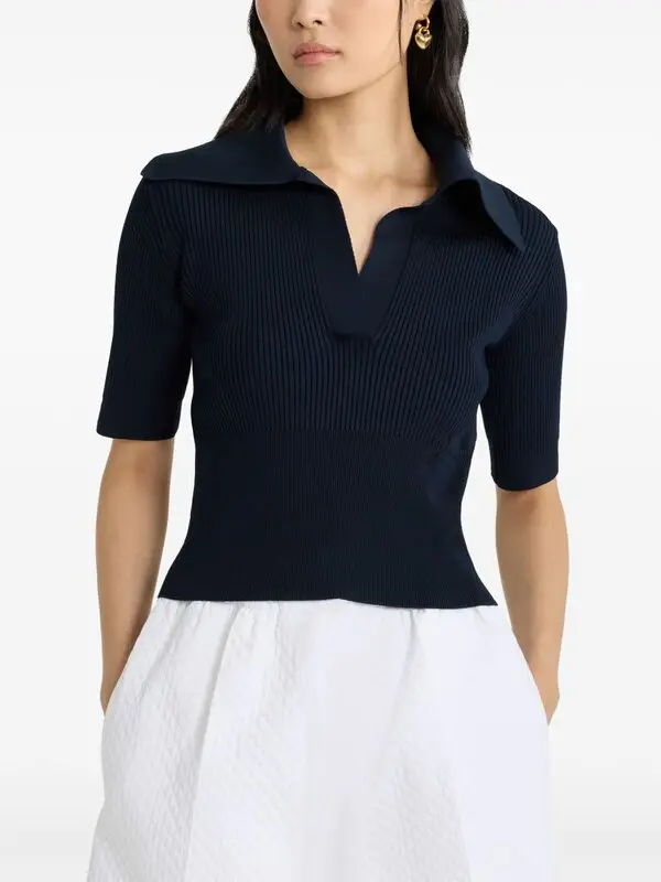 PATOU Knitted Polo Top - Blue