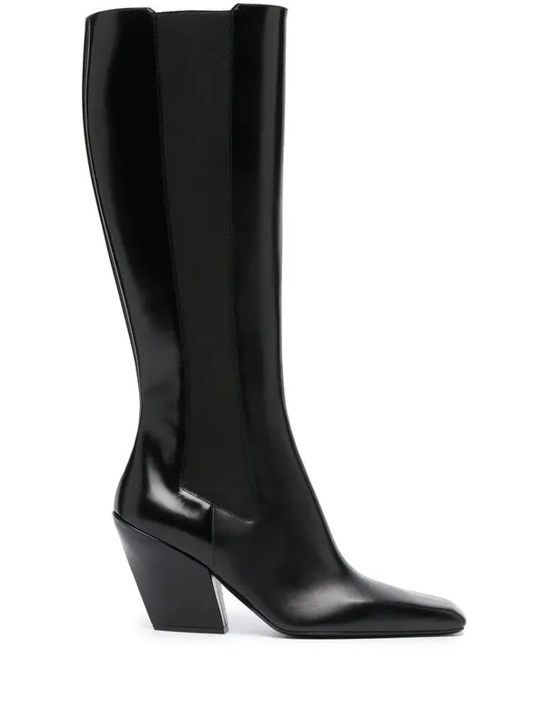 Prada Block-heel Leather Boots - Black