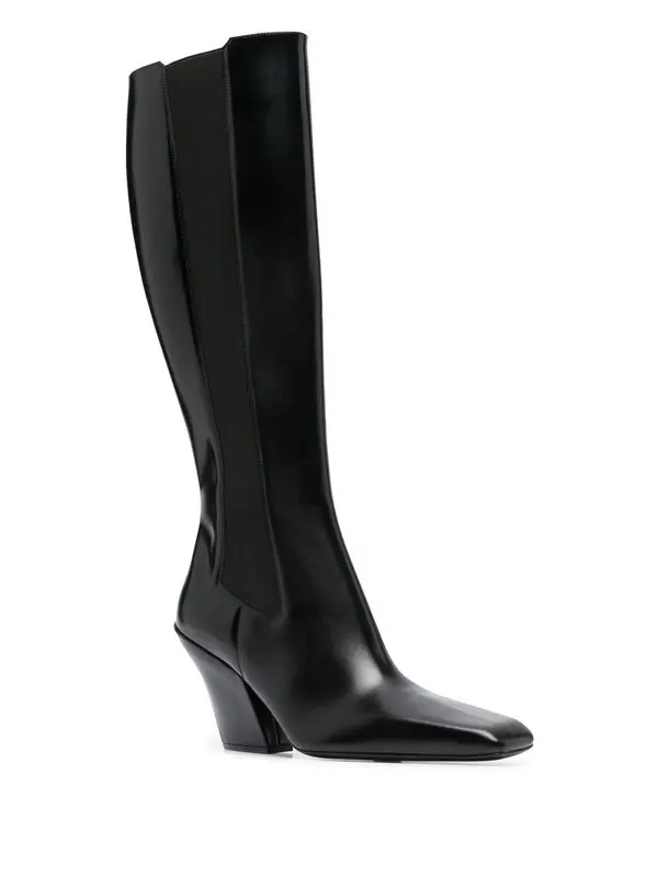 Prada Block-heel Leather Boots - Black