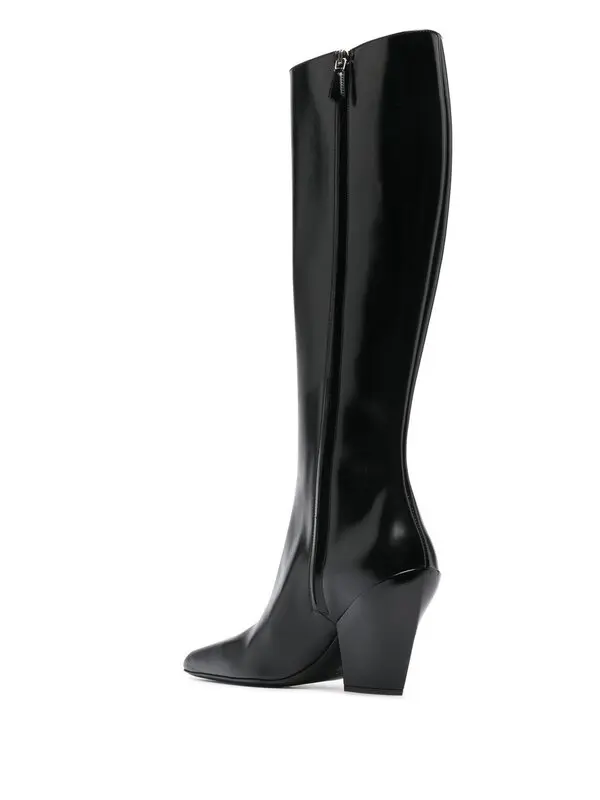 Prada Block-heel Leather Boots - Black