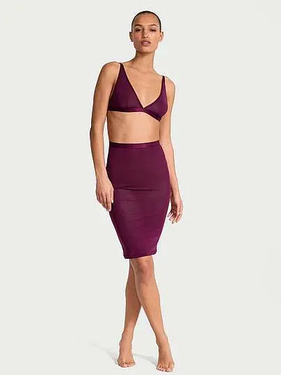 Victoria's Secret Very Sexy Sheer Knit Triangle Bralette & Tube Skirt Set - Red
