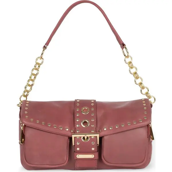 Jeffrey Campbell Night Out Leather Shoulder Bag - Dusty Rose