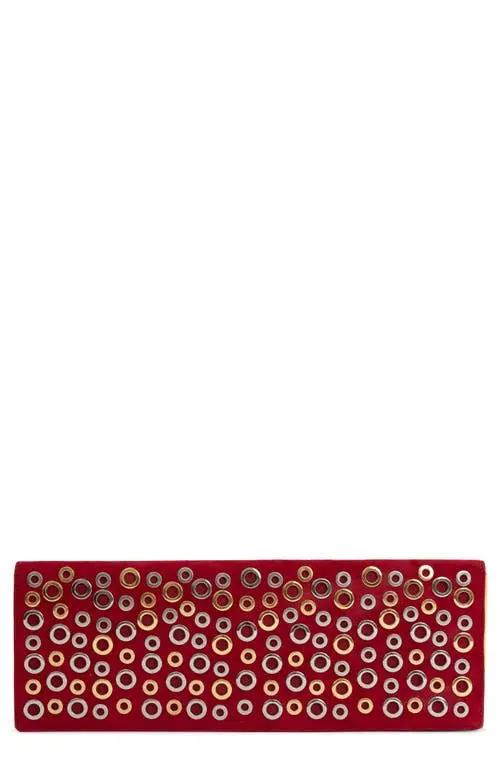 Jeffrey Campbell Suede Clutch - Red Suede Silver Gold