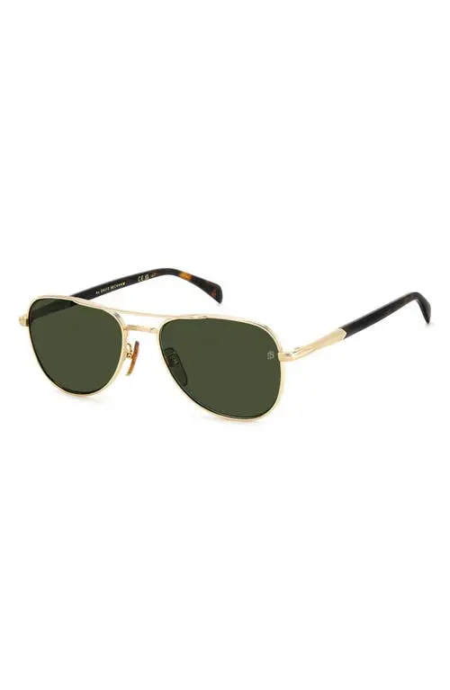 DB EYEWEAR BY DAVID BECKHAM 56mm Pilot Sunglasses - Gold Havana/ Green