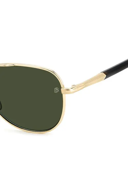 DB EYEWEAR BY DAVID BECKHAM 56mm Pilot Sunglasses - Gold Havana/ Green