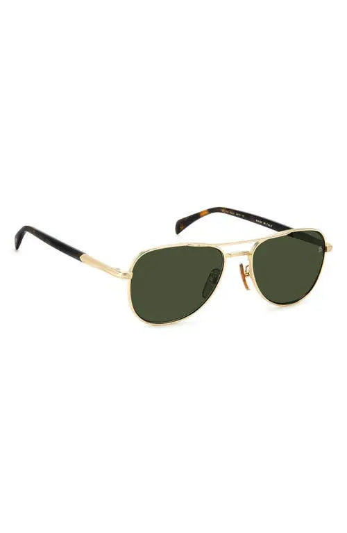 DB EYEWEAR BY DAVID BECKHAM 56mm Pilot Sunglasses - Gold Havana/ Green