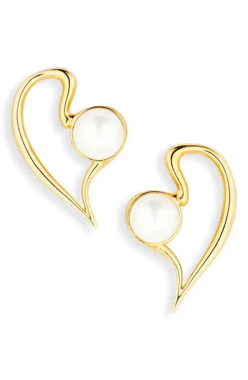 Oscar De La Renta Heart Shaped Earrings - Pearl