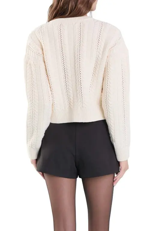 Endless Rose Cable Stitch Cardigan - Cream