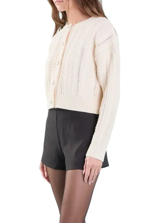 Endless Rose Cable Stitch Cardigan - Cream