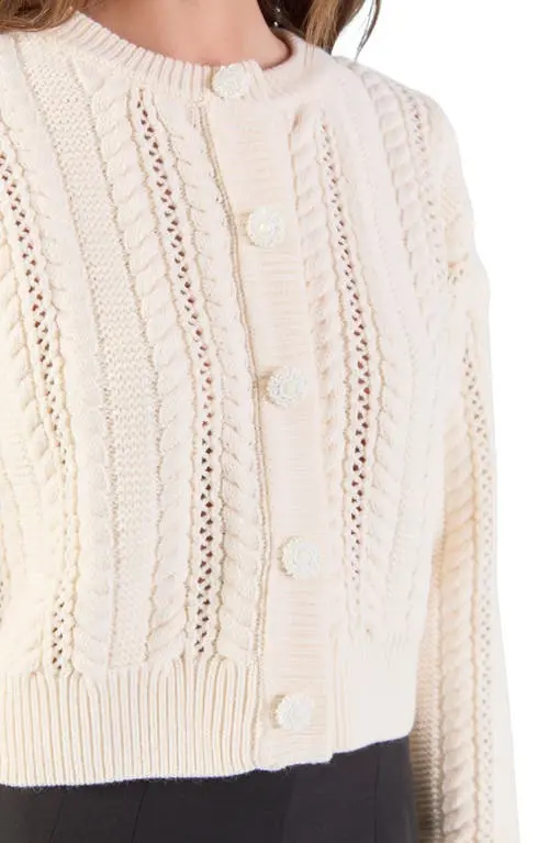 Endless Rose Cable Stitch Cardigan - Cream