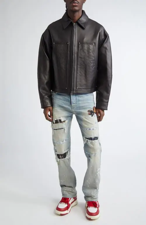 Amiri Ma Quad Embossed Leather Work Jacket