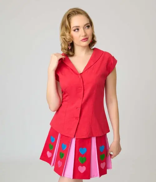 Unique Vintage 1960s Twill Sleeveless Blouse