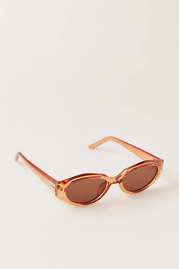 Free People Carrie Cat Eye Sunglasses - Champagne With Peach Lens