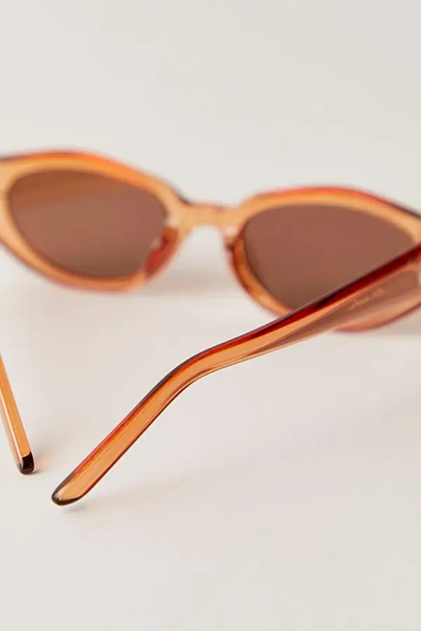 Free People Carrie Cat Eye Sunglasses - Champagne With Peach Lens
