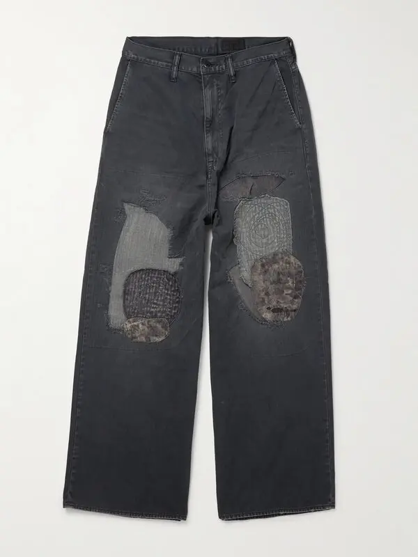 Kapital Katsuragi Port Straight-leg Distressed Trousers - Gray