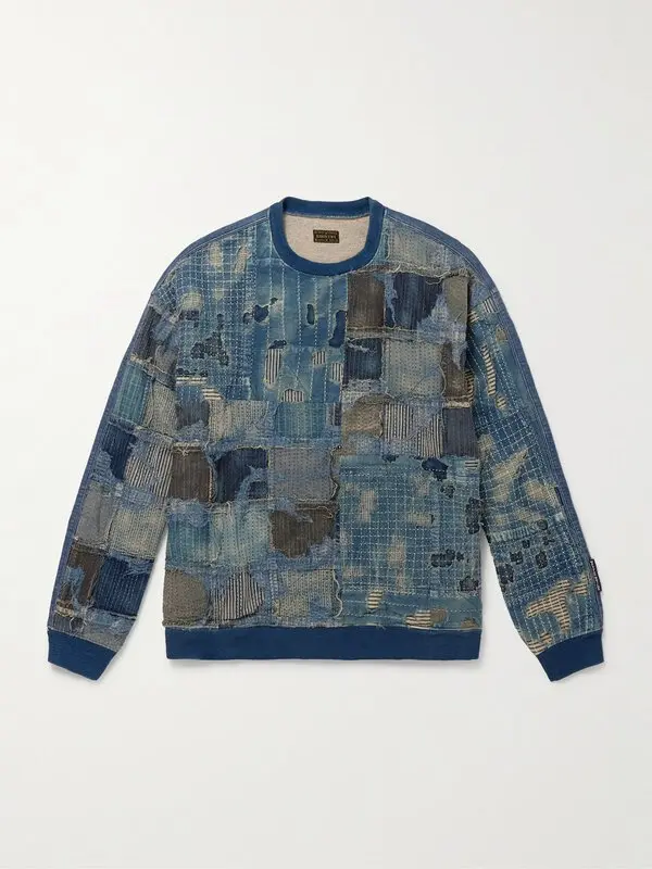 Kapital Boro Distressed Patchwork Sweatshirt