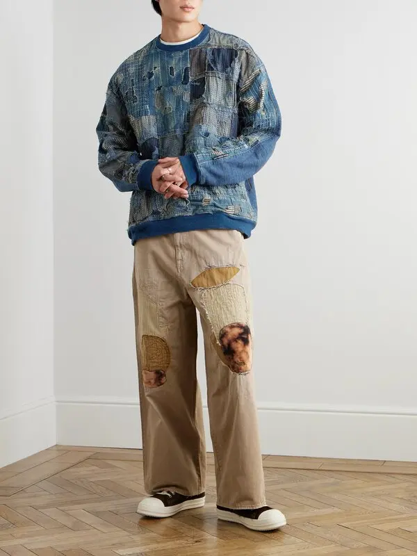 Kapital Boro Distressed Patchwork Sweatshirt