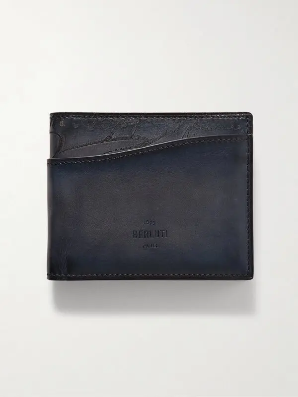 Berluti Makore Neo Scritto Venezia Leather Billfold Wallet - Blue
