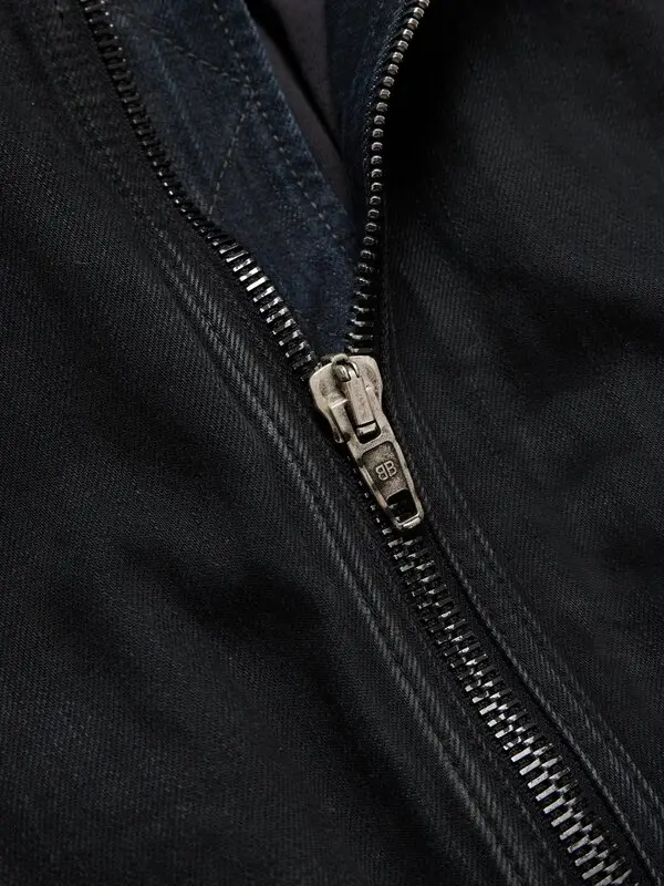 Balenciaga Distressed Padded Denim Bomber Jacket - Black