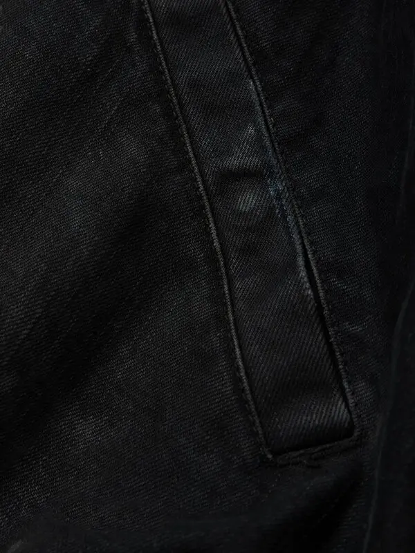 Balenciaga Distressed Padded Denim Bomber Jacket - Black