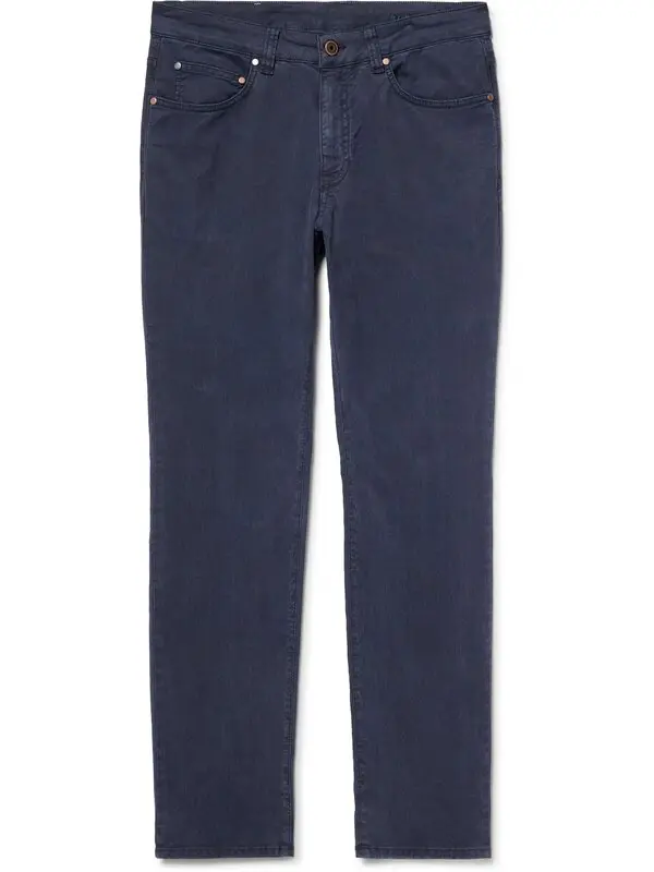 Boglioli Slim-fit Straight-leg Cotton-blend Twill Trousers - Blue