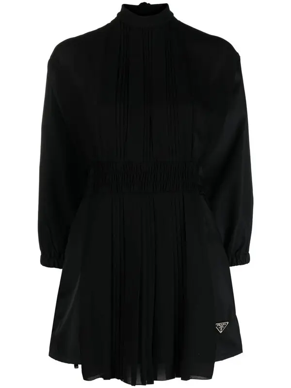 Prada Pleated High-neck Playsuit - Black