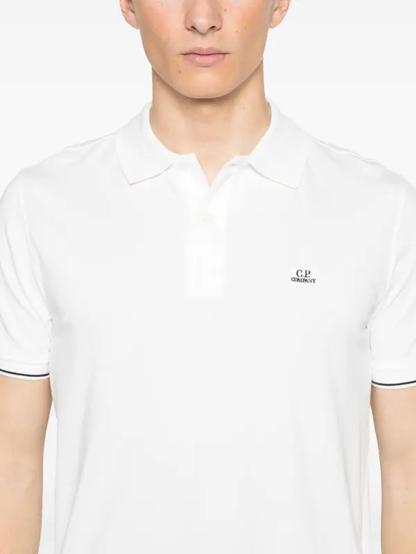 C.P. COMPANY Logo-patch Polo Shirt - White