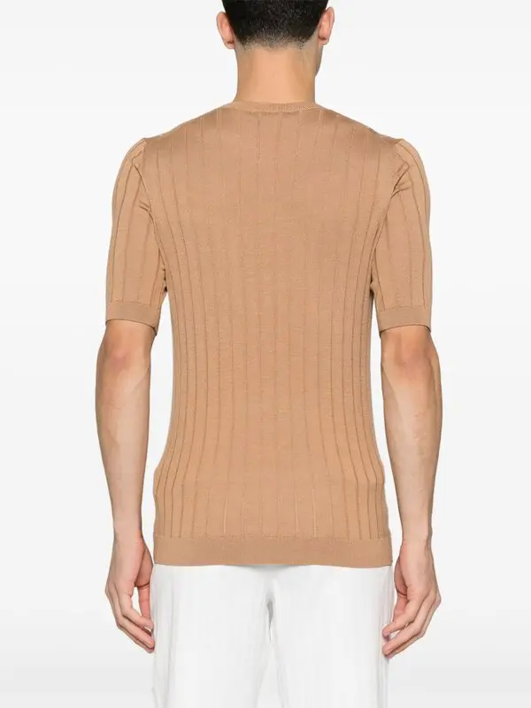 Tagliatore Ribbed-knit T-shirt - Brown