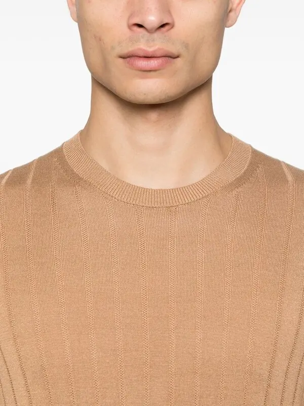 Tagliatore Ribbed-knit T-shirt - Brown