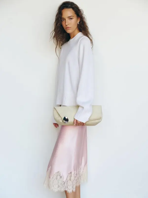 REFORMATION Carolina Silk Midi Skirt - Pink