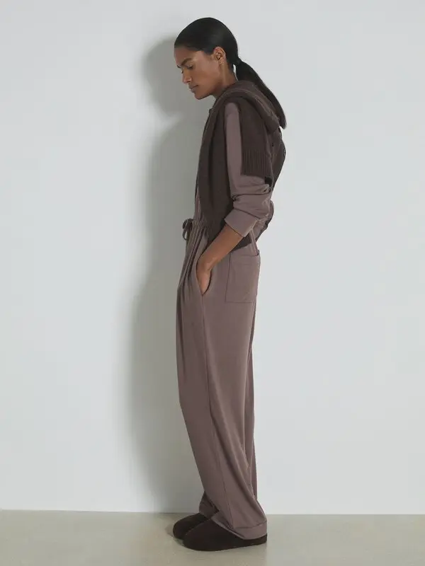 REISS Rita Thermal Jersey Jumpsuit - Dark Mink