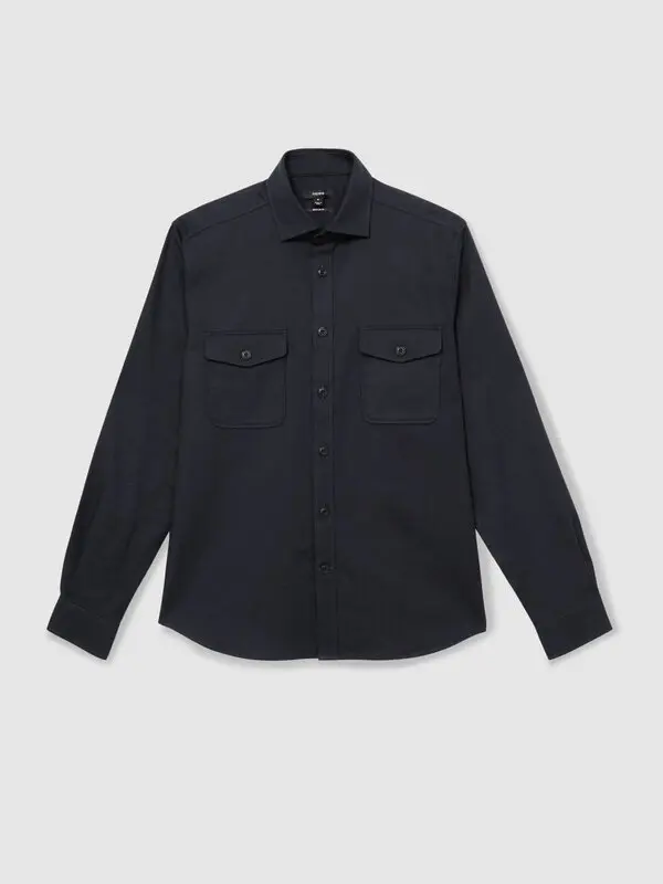 REISS Whisper Stretch-cotton Twill Twin-pocket Overshirt