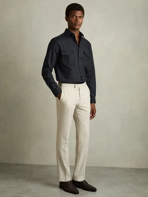 REISS Whisper Stretch-cotton Twill Twin-pocket Overshirt